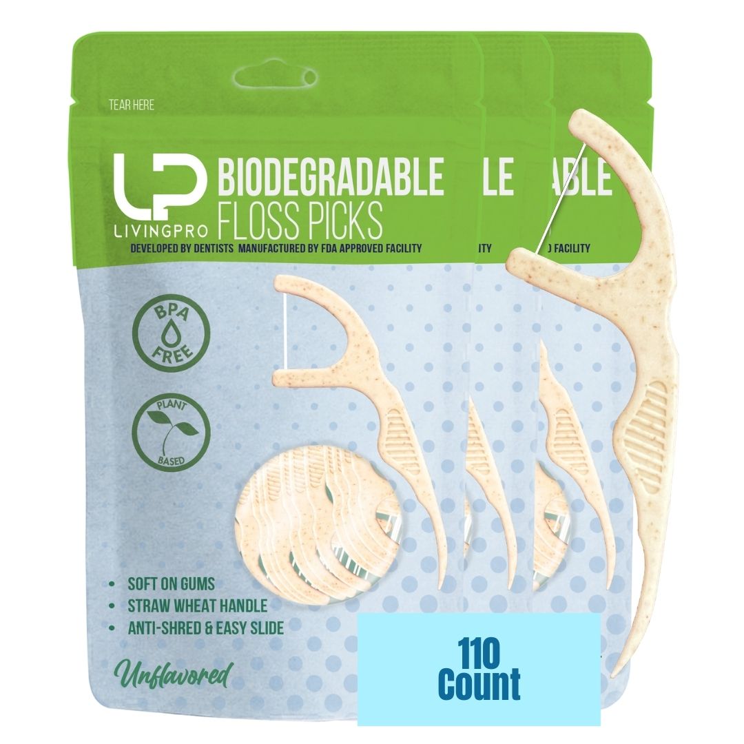 110 Count Single Thread -Unflavored Floss Picks – LivingPro